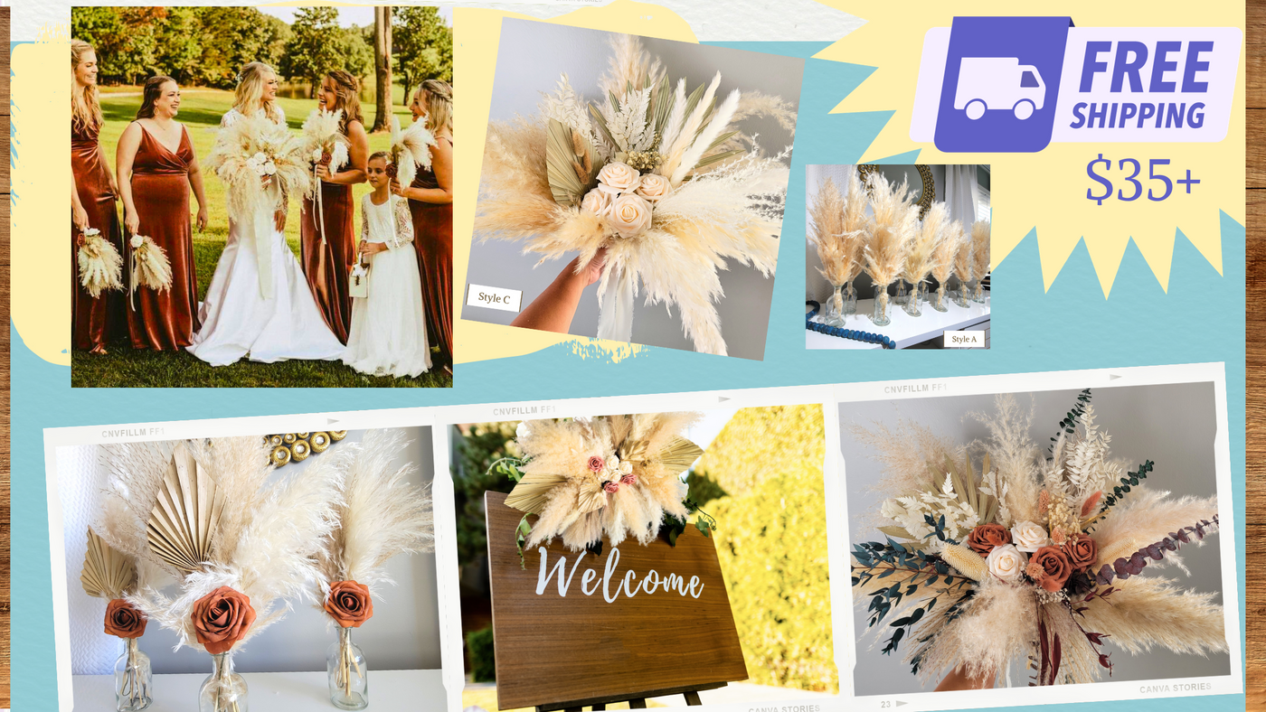 Dried Pampas Grass | Fluffy Pampas Grass | Pampas Grass Decor